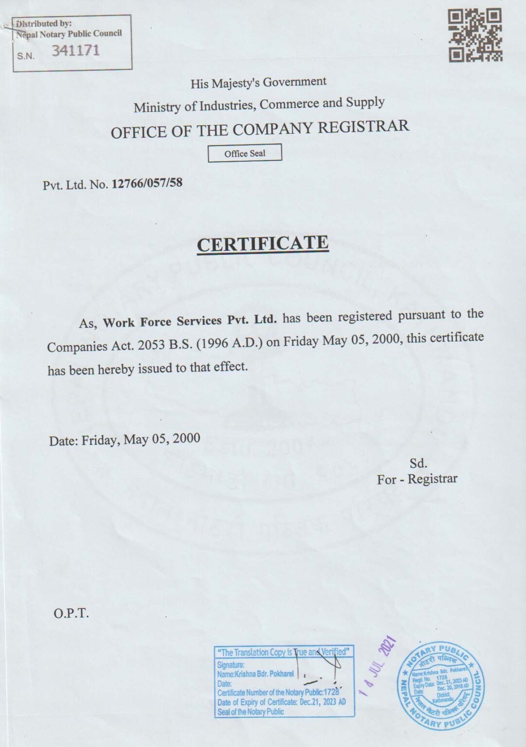 License & Certificates - Work Force Services Pvt. Ltd.